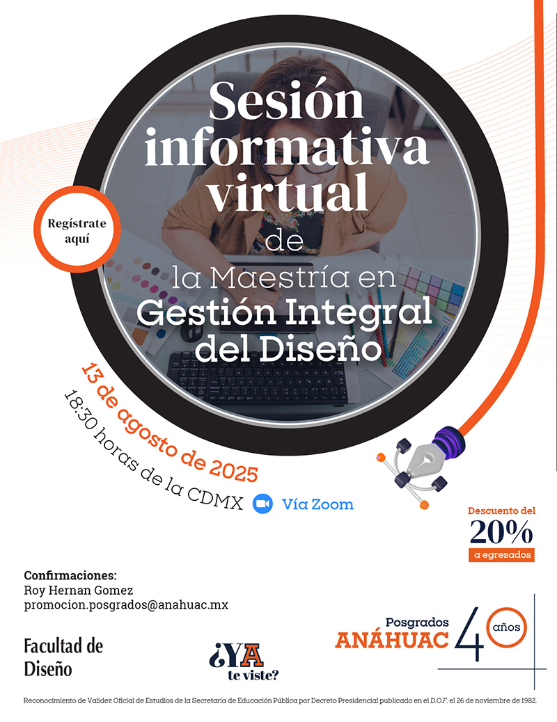 Sesión informativa virtual de la Maestría en Gestión Integral del Diseño